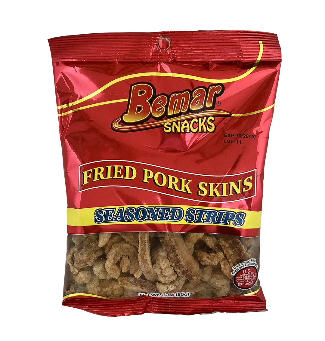 Fried Pork Skins Seasoned Strips – Bemar Snacks