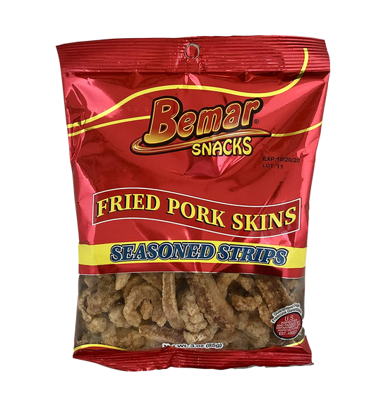 Fried Pork Skins Seasoned Strips – Bemar Snacks
